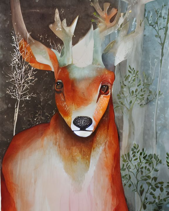 Mixed Media Deer Collage - Angelandspot - Digital Art & AI, Animals ...