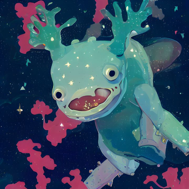 Axolotl in Space - Angelandspot - Digital Art & AI, Animals, Birds, & Fish, Aquatic Life, Other ...