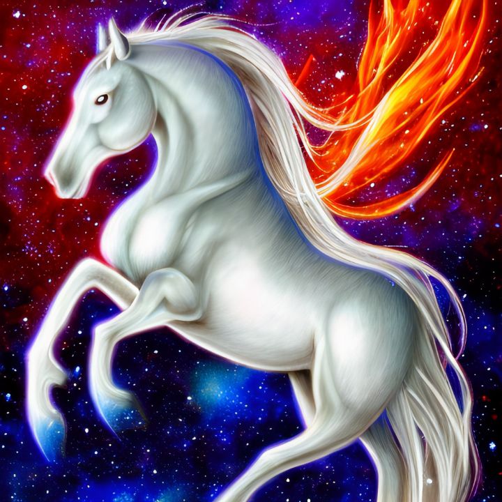 Cosmic Space Horse - Angelandspot - Digital Art & AI, Animals, Birds ...