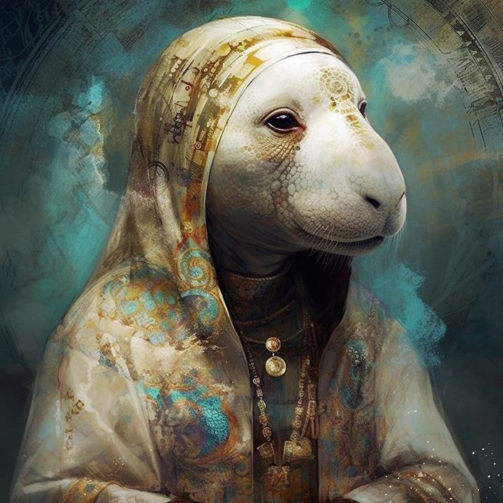 Manatee in Fancy Robes - Angelandspot - Digital Art & AI, Animals ...