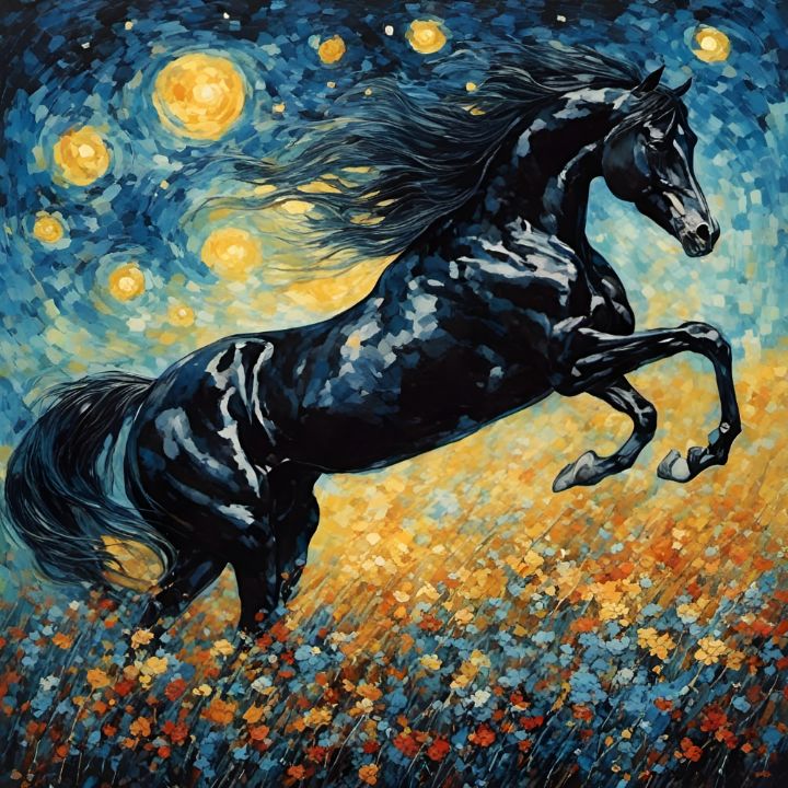 The Black Stallion - Angelandspot - Digital Art & AI, Animals, Birds ...