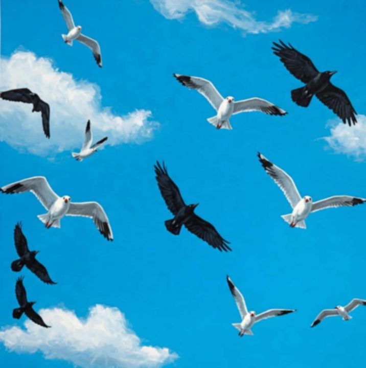 Flocks of birds in the sky - Banthita - Digital Art & AI, Animals ...