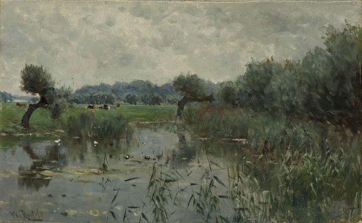 Willem Roelofs~Water Meadows on the - Canvas printing - Paintings ...
