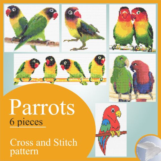 6 parrots pattern - Cross Stitch DK - Crafts & Other Art, Other Crafts ...
