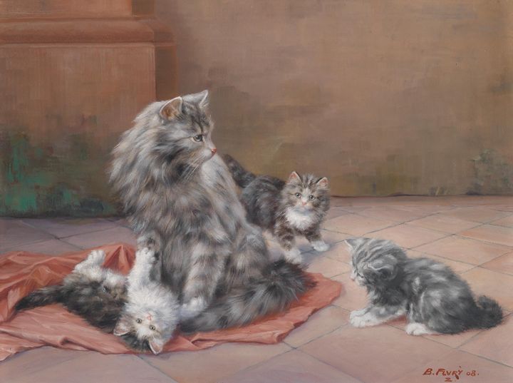 Four Cats - naveen sharma - Paintings & Prints, Animals, Birds, & Fish ...