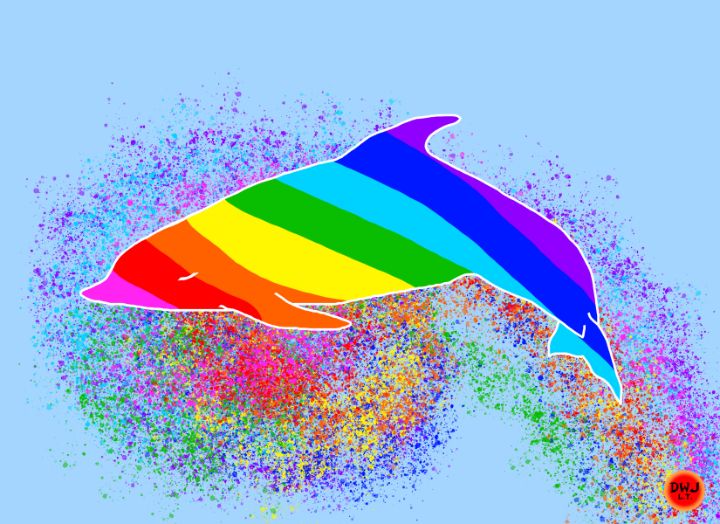 Rainbow Dolphin - DWJ Little Tanuki - Drawings & Illustration, Fantasy ...