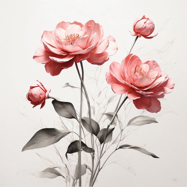 Red Flowers - TheAIronsmith - Digital Art & AI, Flowers, Plants ...