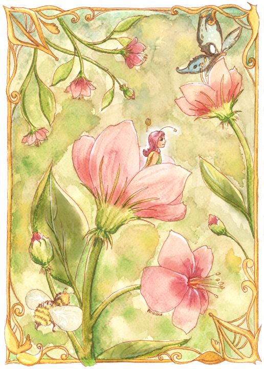 Born of the Flowers - Porcelina - Drawings & Illustration, Fantasy ...