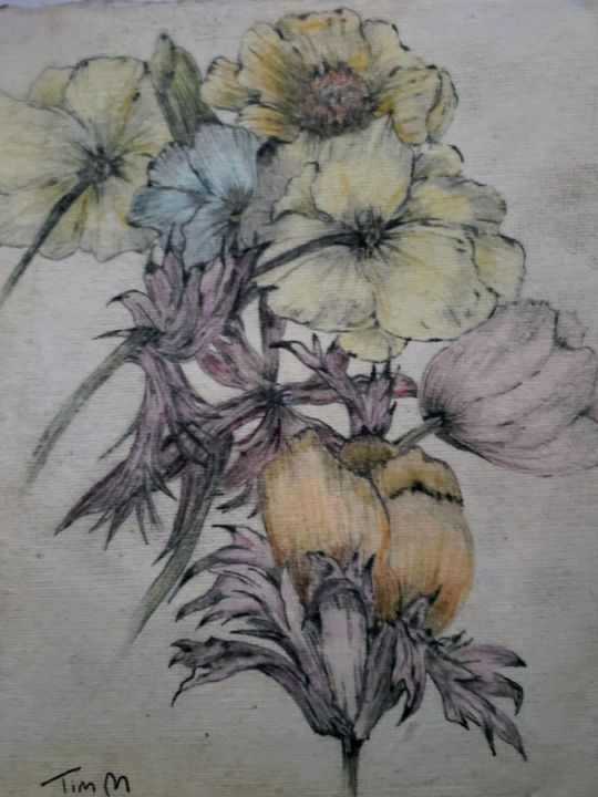 Flowers antique 2 - Timothy M - Drawings & Illustration, Flowers ...