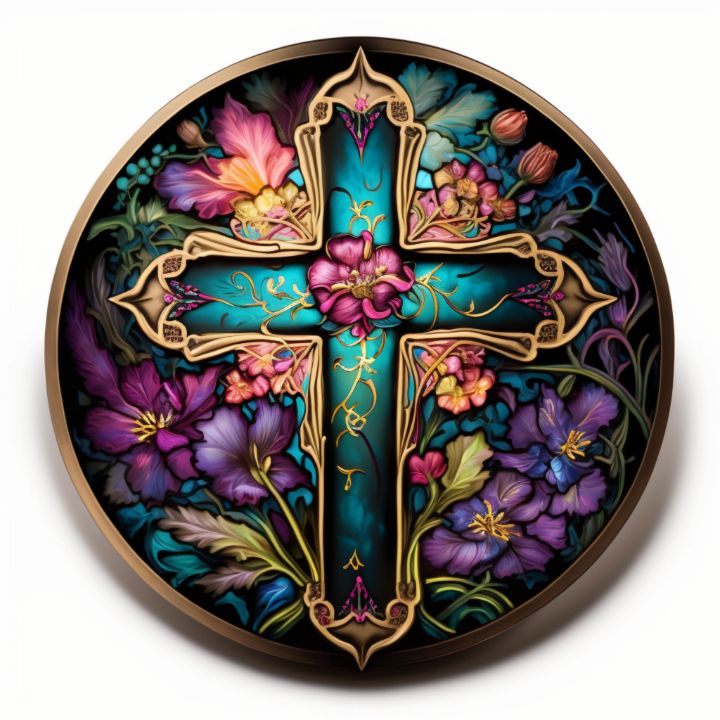 Floral Purple Cross - Forkandspoon Art - Digital Art & AI, Religion ...