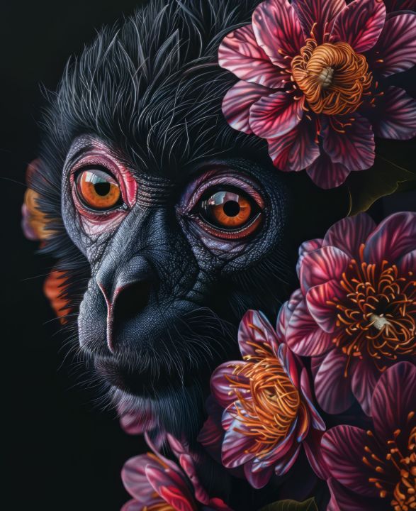 hybrid creation monkey and flower - Bilge Paksoylu - Digital Art & AI ...