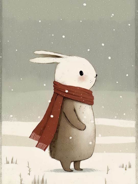 Rabbit with a red scarf in winter - Bilge Paksoylu - Digital Art & AI ...