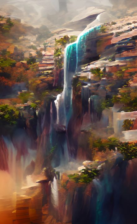 Waterfall - Dragon Art - Digital Art & AI, Landscapes & Nature ...