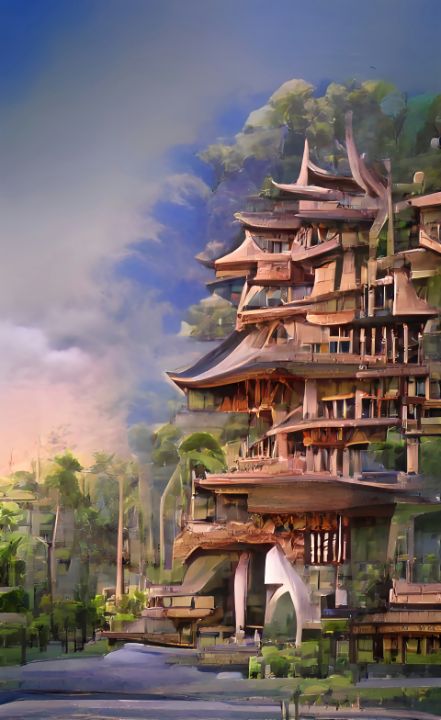 Mountain Side Palace - Dragon Art - Digital Art, Buildings ...