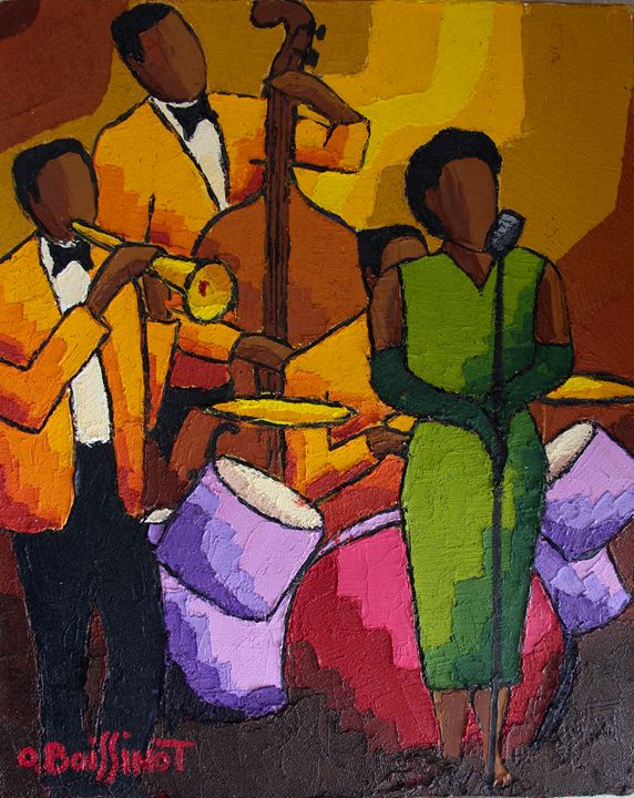 Jazz Green dress II - O.BOISSINOT - Paintings & Prints, Entertainment ...