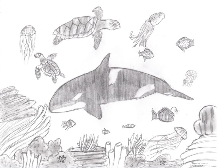 Ocean Life - Jasmine Art - Drawings & Illustration, Animals, Birds ...