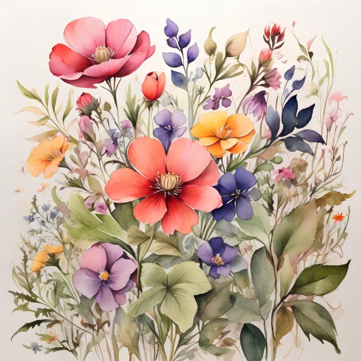 Springtime Wildflower Bloom - Dreamy Drips - Digital Art & AI, Flowers ...