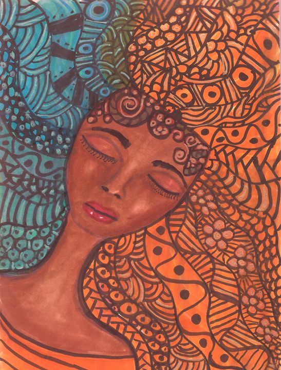 Fire and Water Zentangle Princess - Debra Brewer Art Gallary - Drawings ...