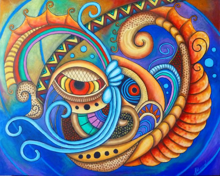 Maruvian Good Luck Dragon Masks - Marcella Hayes Muhammad - Paintings ...