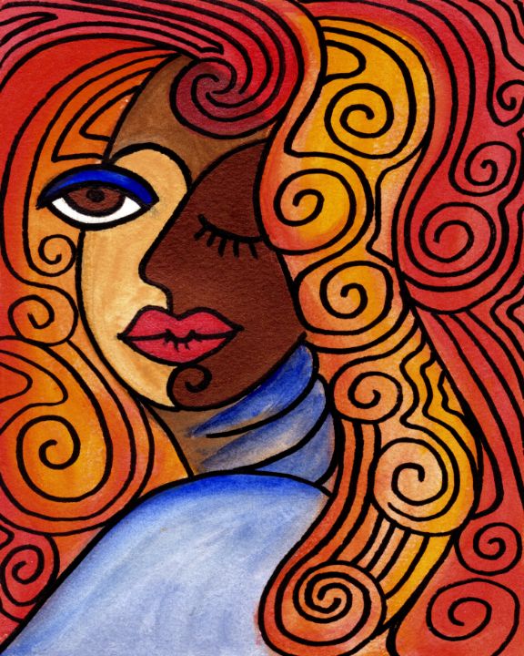 Mod Face 3 - Marcella Hayes Muhammad - Paintings & Prints, Ethnic ...