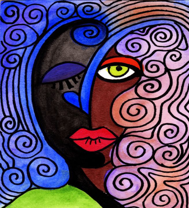 Mod Face 4 - Marcella Hayes Muhammad - Paintings & Prints, Ethnic ...