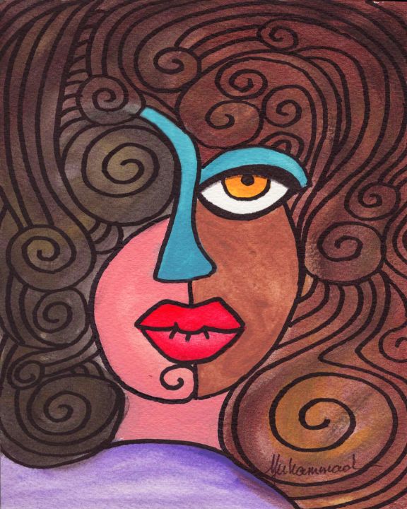 Mod Face 7 - Marcella Hayes Muhammad - Paintings & Prints, Ethnic ...