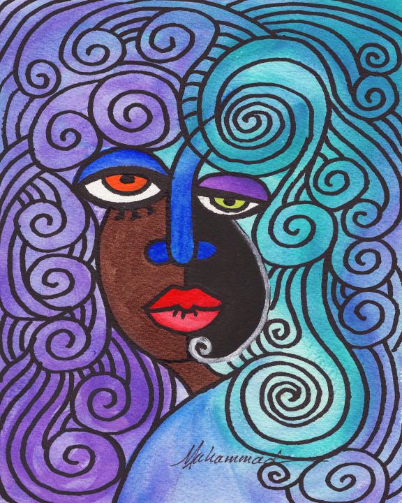 Mod Face 9 - Marcella Hayes Muhammad - Paintings & Prints, Ethnic ...