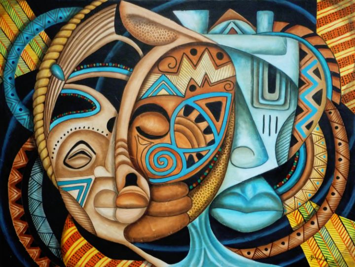 Maruvian Royalty Masks - Marcella Hayes Muhammad - Paintings & Prints ...