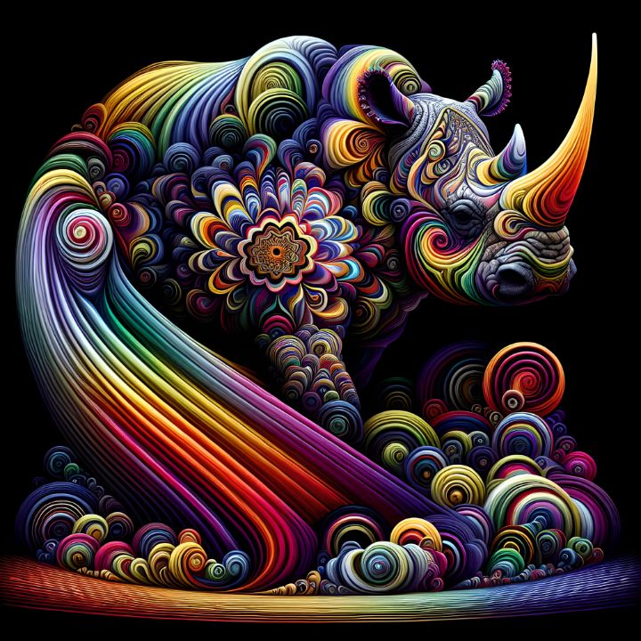 Abstract Rhino - Wildly Wicked Artworks - Digital Art & AI, Abstract ...