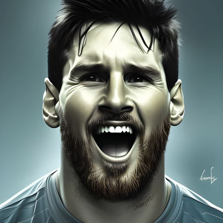 Leo Messi Yell of Victory Portrait - JohnArtZone - Paintings & Prints ...
