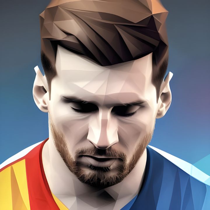 Messi Looking Down With Eyes Closed - John Art Shop - Paintings ...