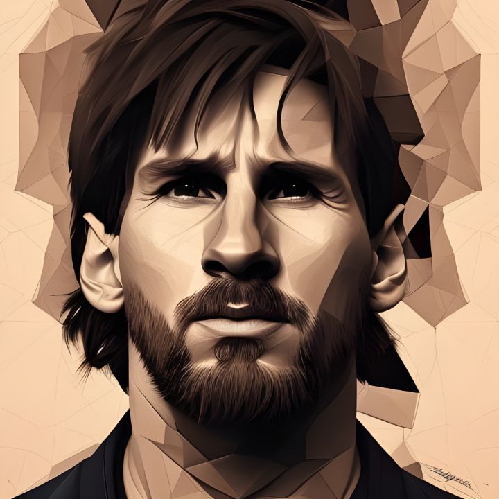 Leo Messi in Grey Portrait Art - John Art Shop - Paintings & Prints ...