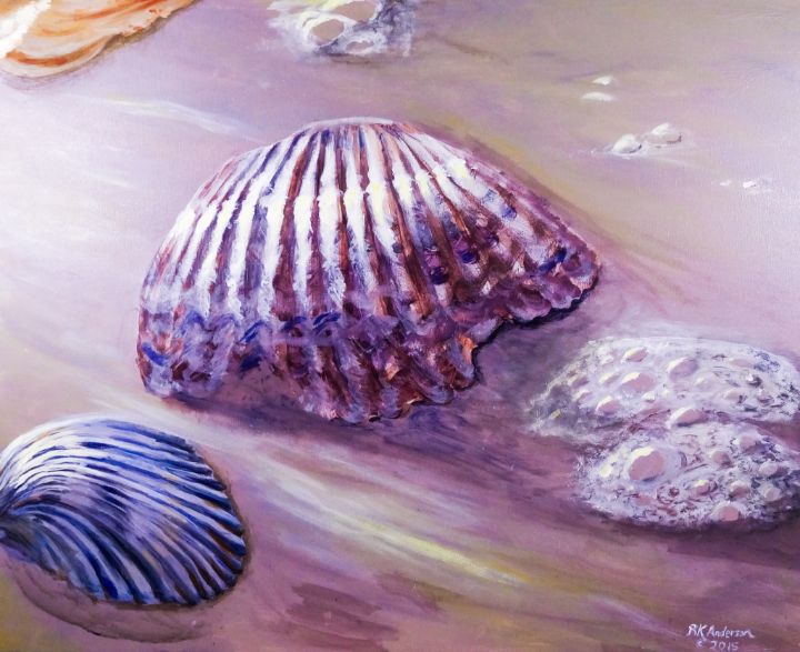 Seashells at Sunset - Brush With Nature Art by Rhonda Kay - Drawings ...
