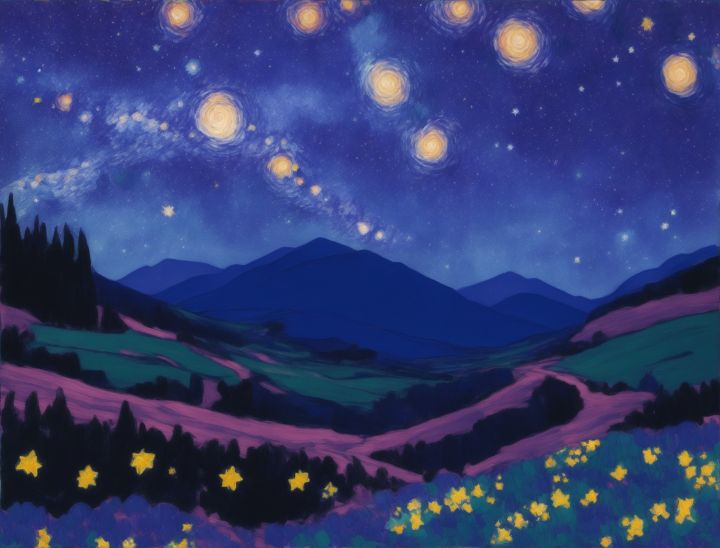 The Starry Night - Kulay Ganzon - Paintings & Prints, Landscapes ...