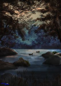 The pinky sunset - Bloom.Art _By Sarah Nabih - Paintings & Prints, Landscapes & Nature, Lakes ...