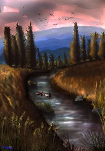 Grass and mountains - Bloom.Art _By Sarah Nabih - Paintings & Prints, Landscapes & Nature, Lakes ...