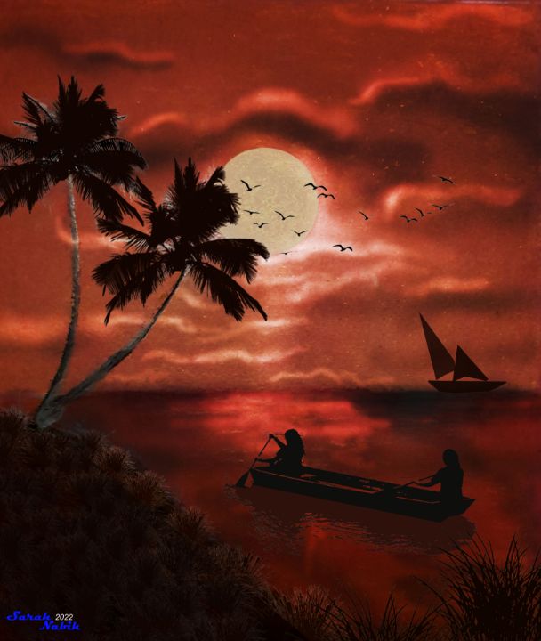 coastal sunset - Bloom.Art _By Sarah Nabih - Paintings & Prints, Landscapes & Nature, Beach ...