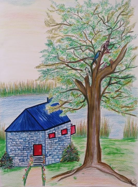 House and nature - Kob - Drawings & Illustration, Landscapes & Nature ...
