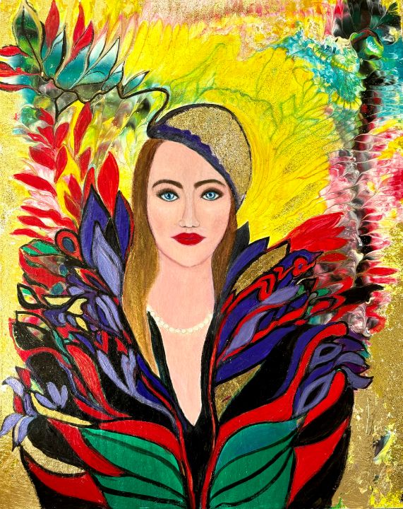 Lady in Emerald green coat - Angela Tocila Art - Paintings & Prints ...