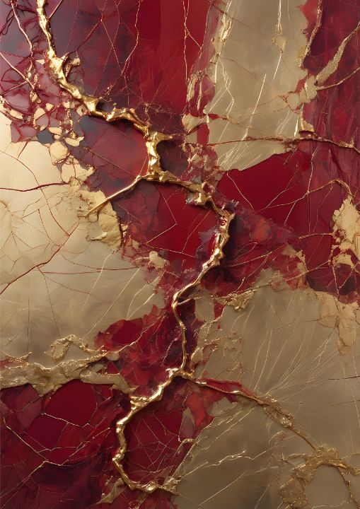 Kintsugi Art - Ruby Red - Digital Palette - Digital Art & AI, Ethnic ...