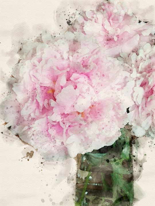 Pink Peonies watercolor - CAPow Art & Design - Paintings & Prints ...