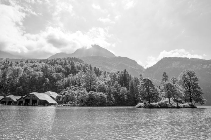 BW On Lake Konigssee Bavaria Germany - 360 Studios Fine Art - William ...