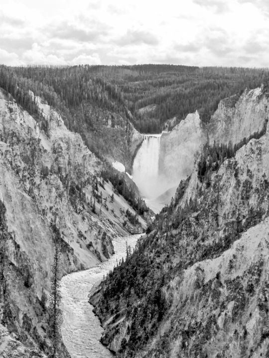 BW Vintage Upper Falls Yellowstone - 360 Studios Fine Art - William ...