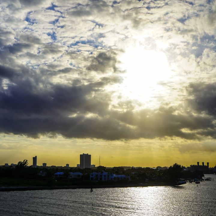 Sunset SQUARE Boats and Beautiful Sk - 360 Studios Fine Art - William ...