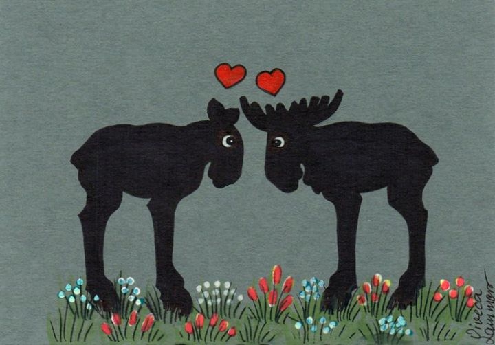Moose Love Card - Viveca Lammers - Paintings & Prints, Animals, Birds ...