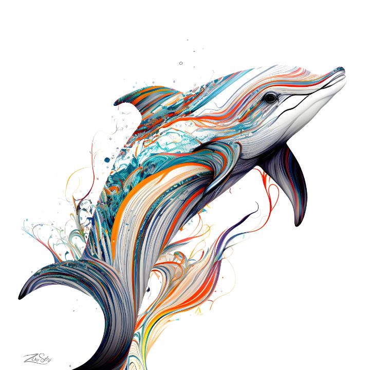 Rainbow Dolphin - ZcuSer - Drawings & Illustration, Animals, Birds ...