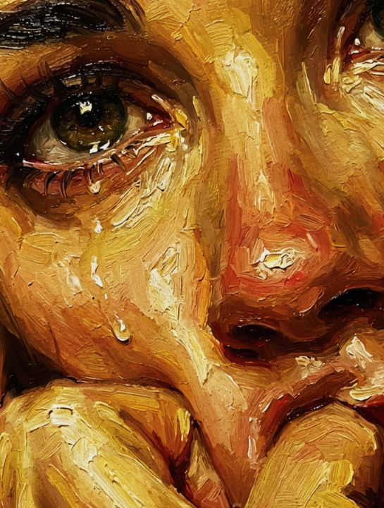 Crying Portrait Oil Painting - Ramy Hefny Gallery - Paintings & Prints ...