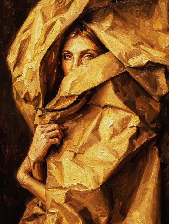 Mysterious Woman in Folded Paper - Ramy Hefny Gallery - Paintings ...