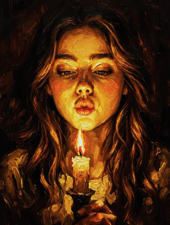 Candlelight Portrait: Young Woman - Ramy Hefny Gallery - Paintings ...