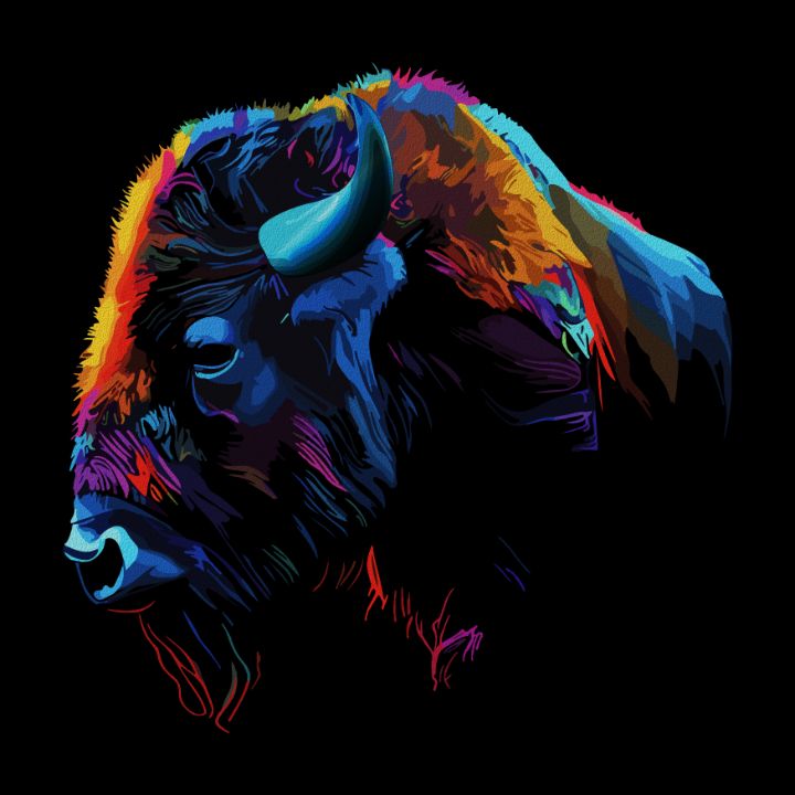 Vibrant Bison Portrait - Ramy Hefny Gallery - Drawings & Illustration ...